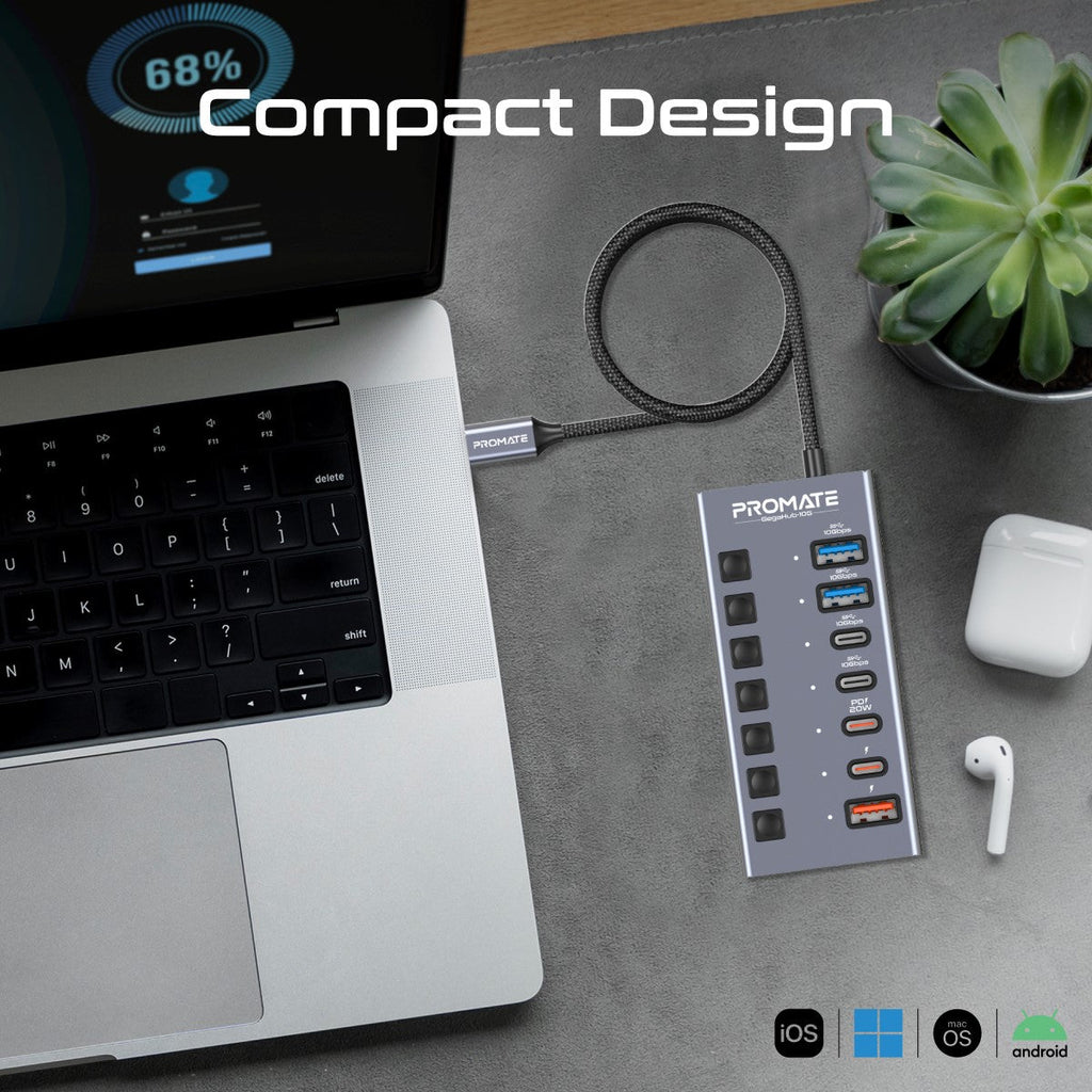 7-in-1 High Speed Multi-Ports 10Gbps Data & Charging Hub – Promate ...