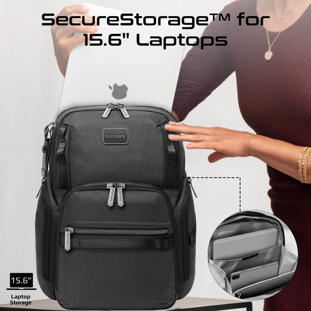 SecureStorage™ 15.6" Laptop Backpack with Multiple Compartments ...