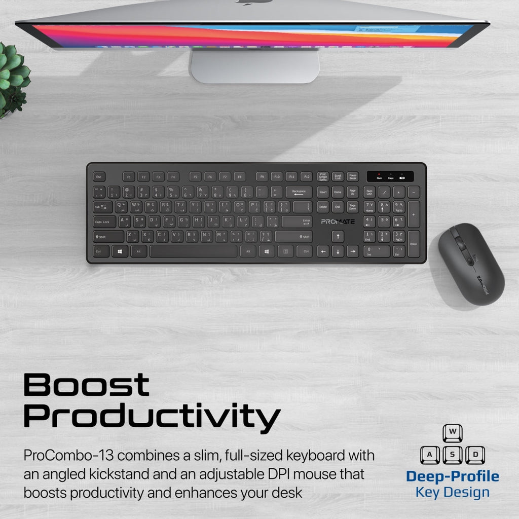 Sleek Profile Full-Size Wireless Keyboard and Mouse – Promate Philippines