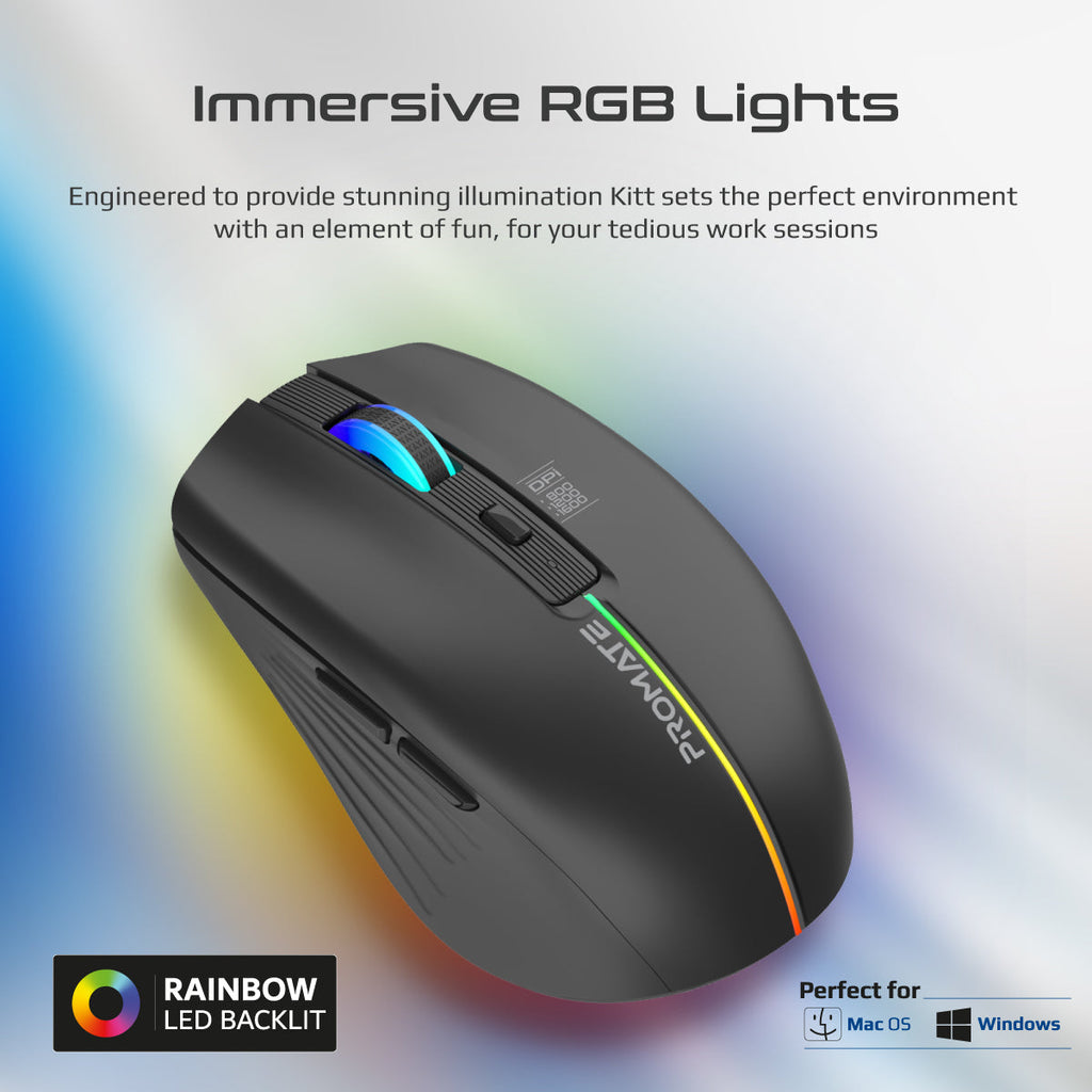 2.4GHz Wireless Ergonomic Optical Mouse with LED Rainbow Lights ...