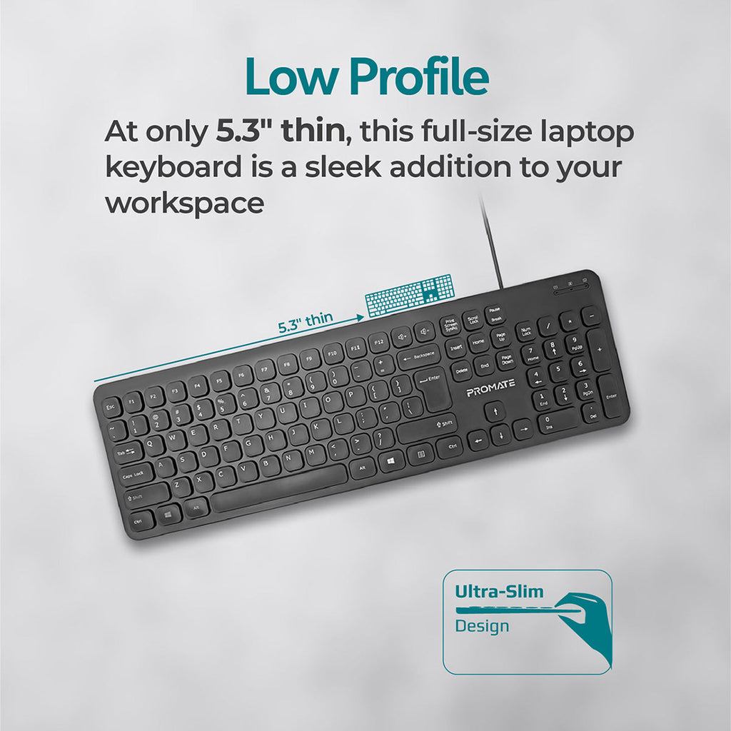 Ultra-Slim Quiet Key Wired Keyboard – Promate Philippines