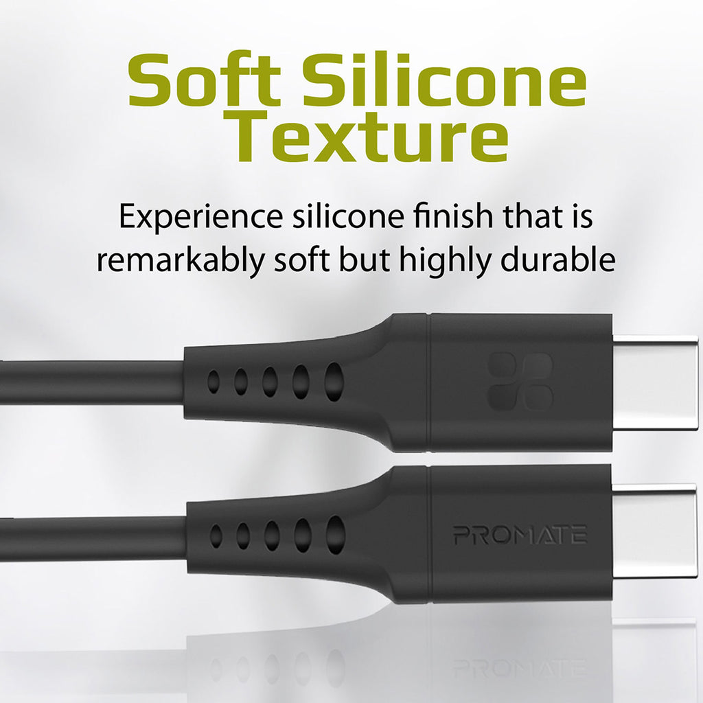 60W Power Delivery Ultra-Fast USB-C Soft Silicon Cable – Promate ...