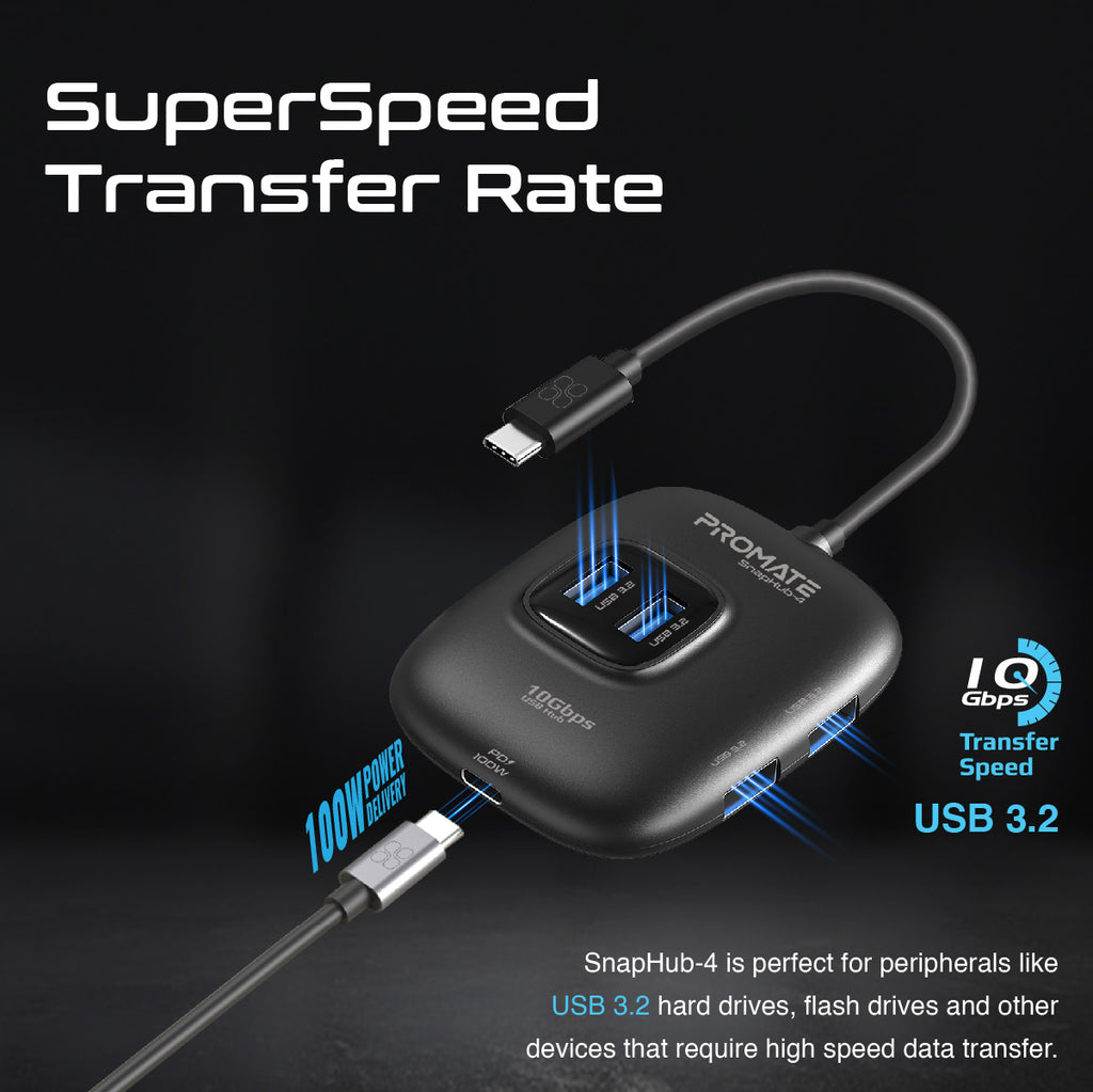 10Gbps Ultra-Fast USB 3.2 Hub – Promate Philippines